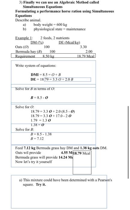 Solved 3) Finally we can use an Algebraic Method called | Chegg.com
