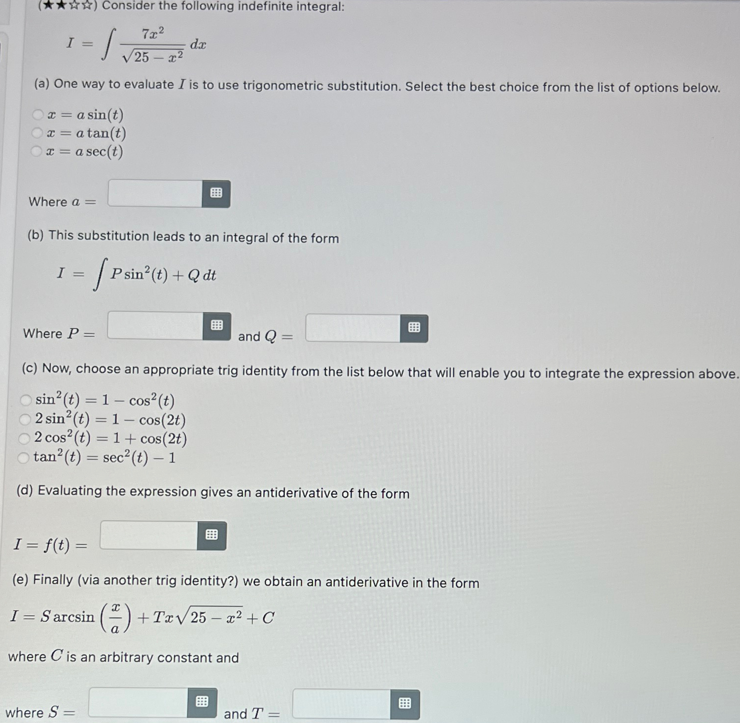 Solved Consider the following indefinite | Chegg.com