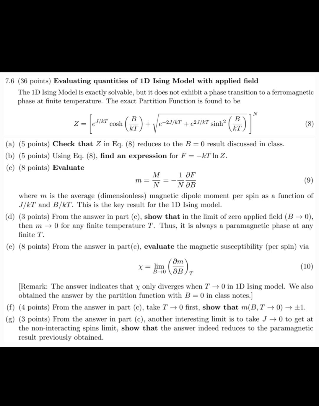 Solved 7.6 (36 points) Evaluating quantities of 1D Ising | Chegg.com