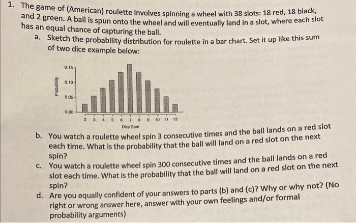 Solved 1. The game of (American) roulette involves spinning | Chegg.com