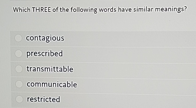 Solved Which THREE of the following words have similar | Chegg.com