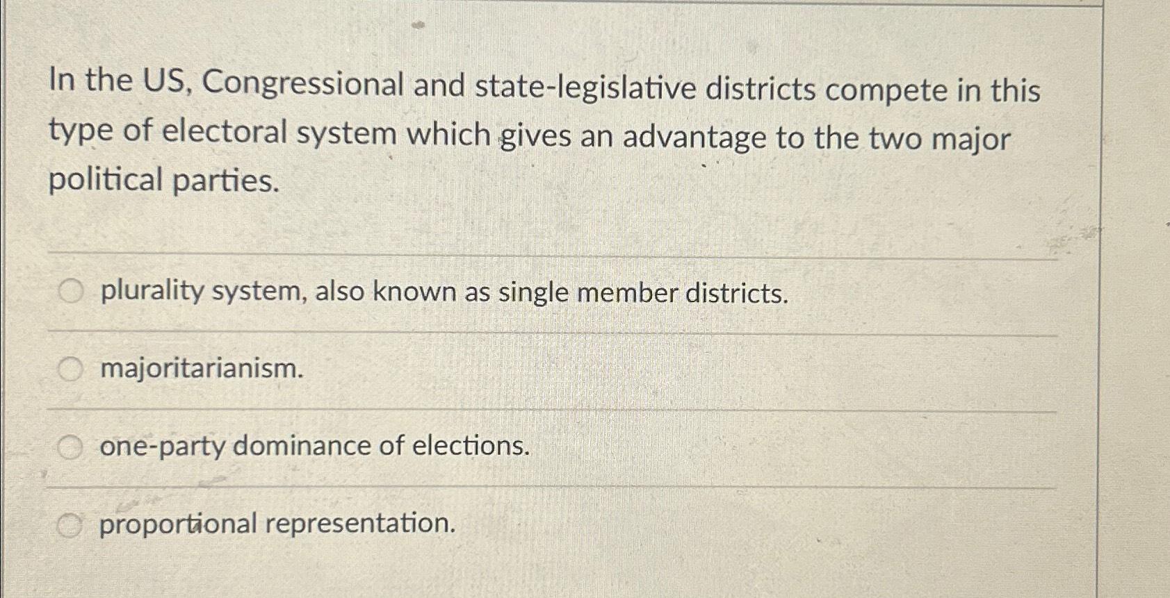 In the US, ﻿Congressional and state-legislative | Chegg.com