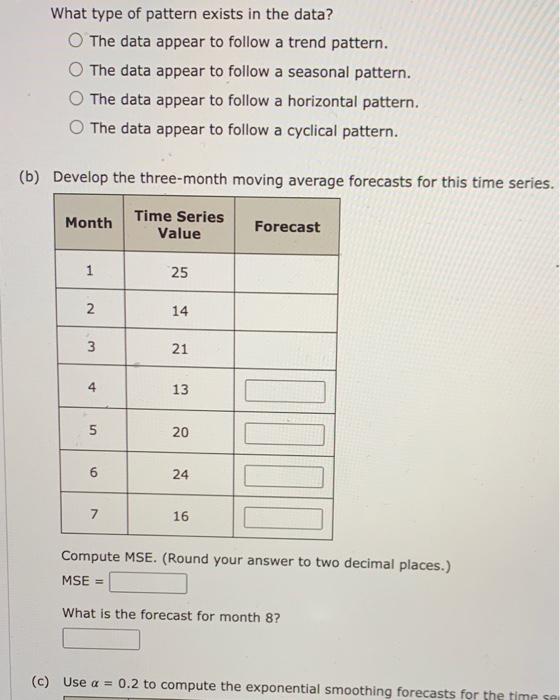 Consider the following time series data. (a) | Chegg.com