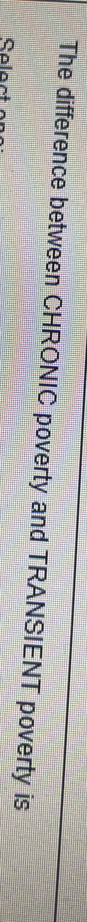 Solved The difference between CHRONIC poverty and TRANSIENT | Chegg.com