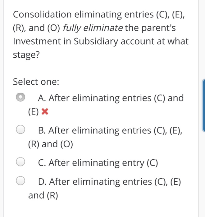 Solved Consolidation eliminating entries (C), (E), (R), and | Chegg.com