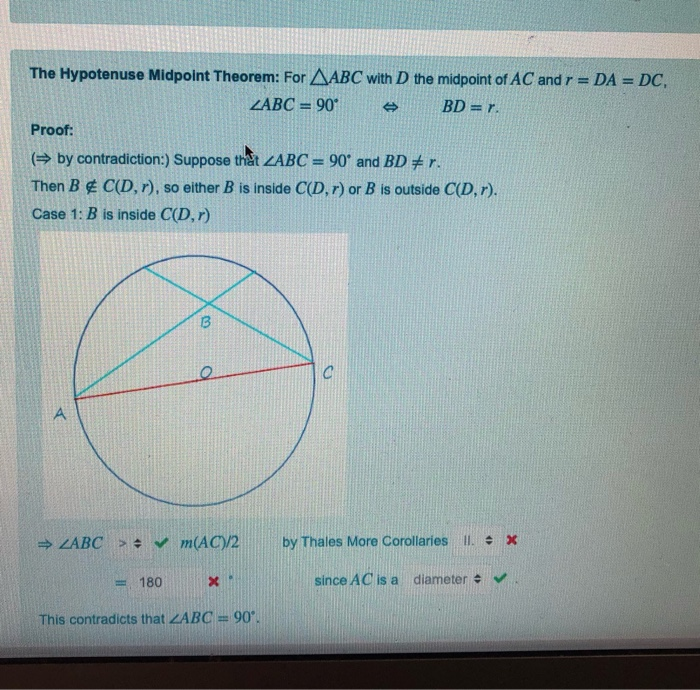 Solved The Hypotenuse Midpoint Theorem: For ABC with D the | Chegg.com