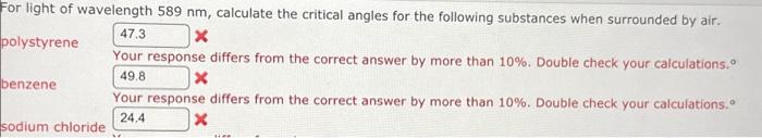 Solved For light of wavelength 589 nm, calculate the | Chegg.com