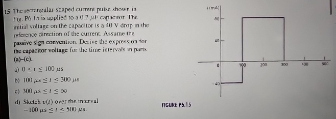 Solved 15 ﻿The rectangular-shaped current pulse shown in | Chegg.com