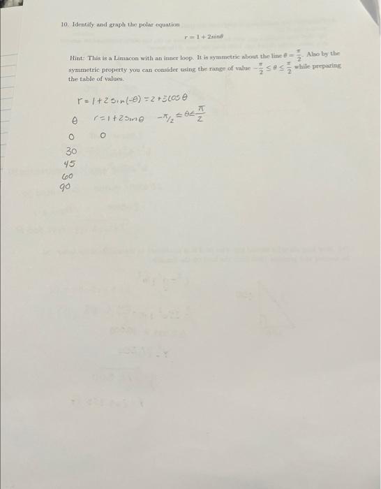 Solved 10. Identify and graph the polar equation r=1+2sinf | Chegg.com