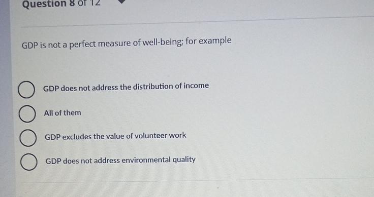 Solved GDP is not a perfect measure of well-being; for | Chegg.com