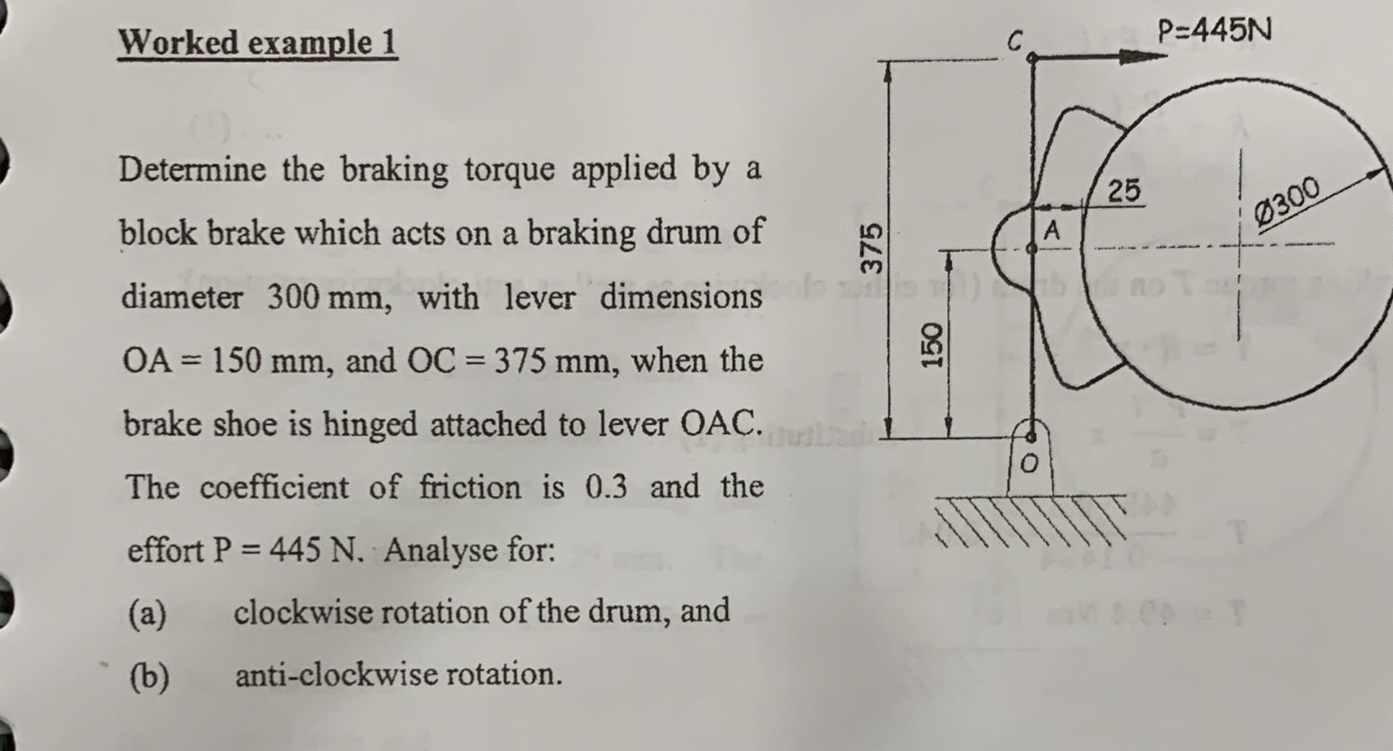 Worked example 1Determine the braking torque applied | Chegg.com