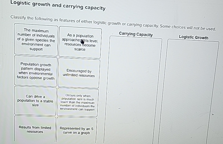 Solved Logistic growth and carrying capacityClassify the | Chegg.com