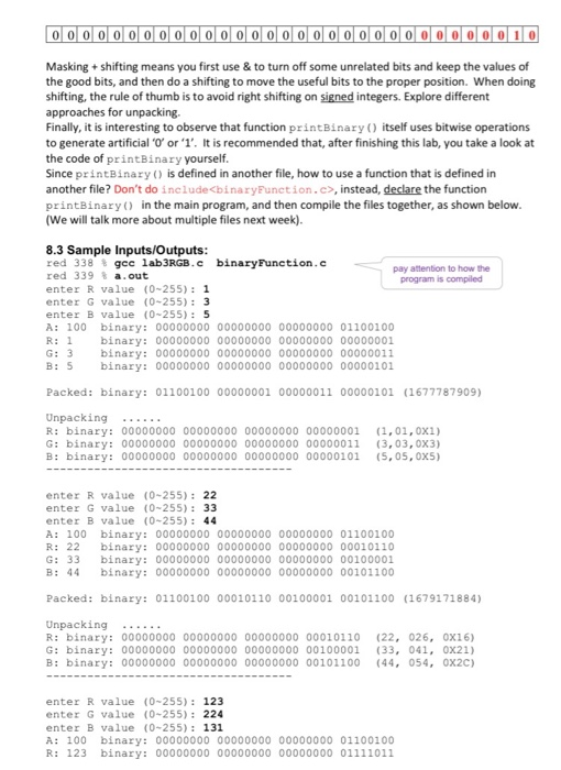 Solved 8. Problem E2 Bitwise operation 8.1 Specification A | Chegg.com