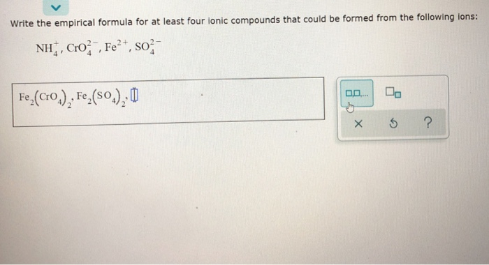 Solved Write the empirical formula for at least four ionic | Chegg.com