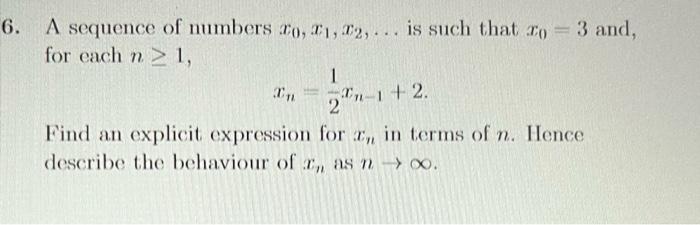 Solved A sequence of numbers x0,x1,x2,… is such that x0=3 | Chegg.com