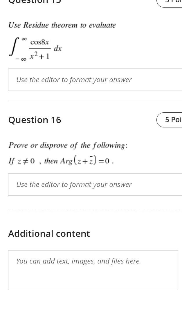 Solved Use Residue theorem to evaluate 00 cos8x dx x2+1 Use | Chegg.com