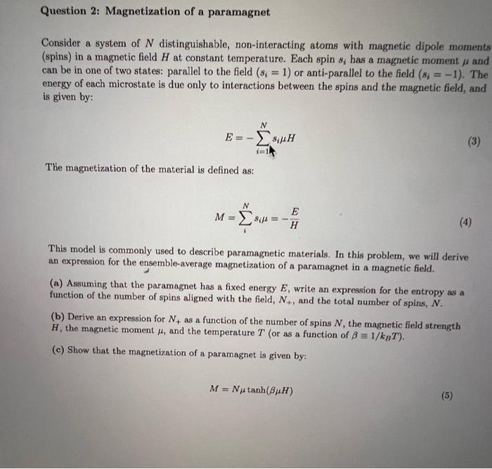 Solved Consider a system of N distinguishable, | Chegg.com