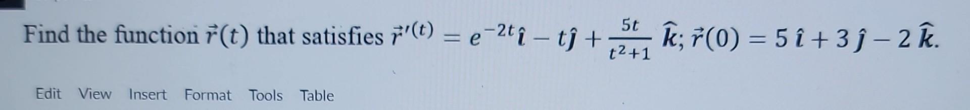 Solved Find the function r(t) that satisfies | Chegg.com