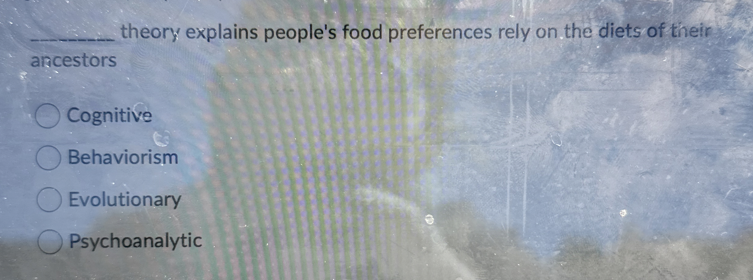 Solved theory explains people's food preferences rely on the | Chegg.com