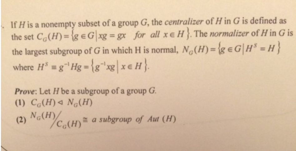 Solved If H ﻿is a nonempty subset of a group G, ﻿the | Chegg.com