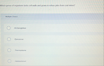 Solved Which genus of organisms lacks cell walls and grows | Chegg.com