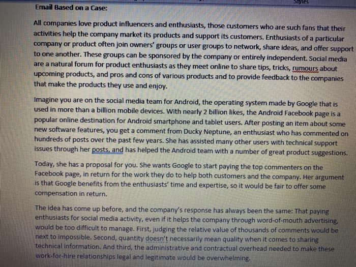 bytes Email Based on a Case: All companies love | Chegg.com