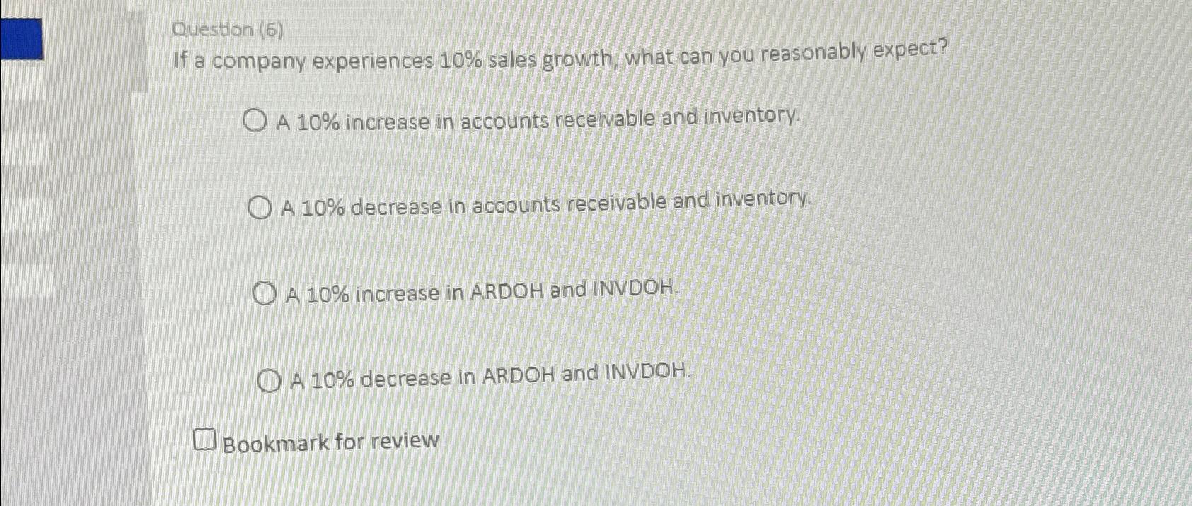 Solved Question (6)If a company experiences 10% ﻿sales | Chegg.com
