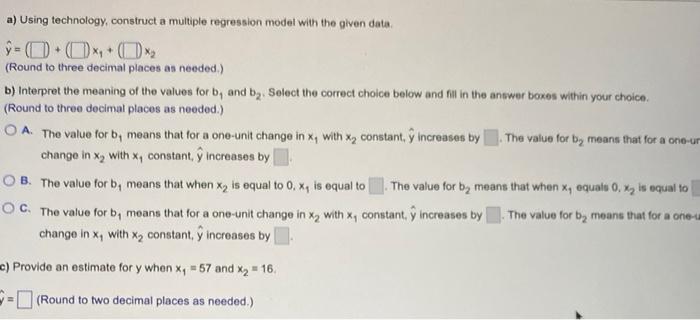 Solved Set of dependent and independent variablesa) Using | Chegg.com