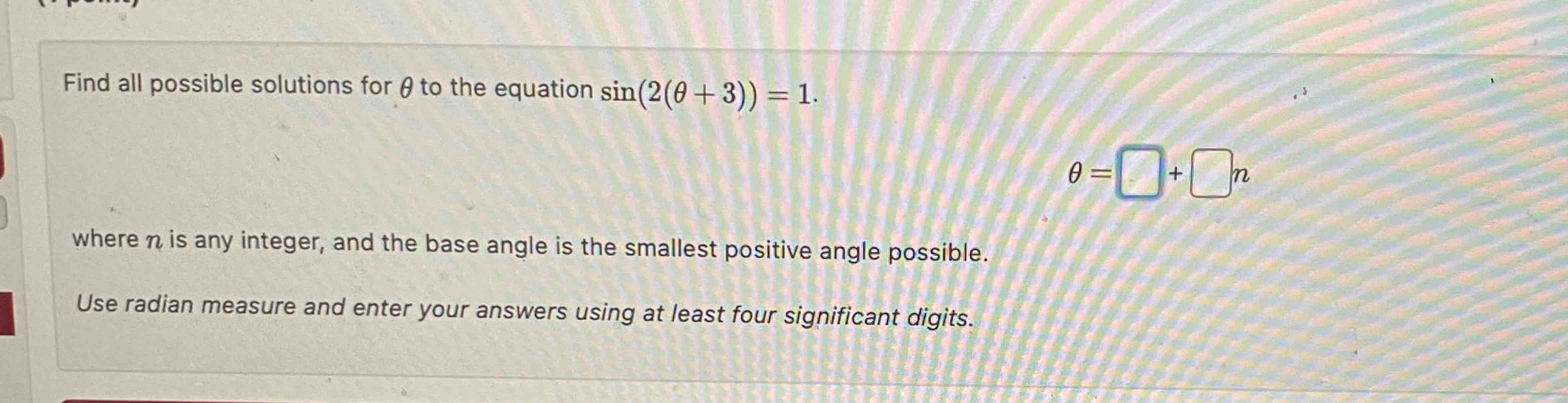 Solved Find all possible solutions for θ ﻿to the equation | Chegg.com