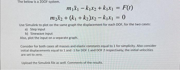 Solved The below is a 2DOF system. | Chegg.com