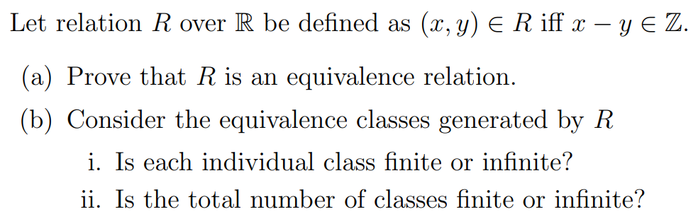 Solved Let relation R over R be defined as (x, ﻿y) ﻿ in R | Chegg.com