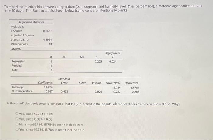 Solved To model the relationship between temperature (X, in | Chegg.com