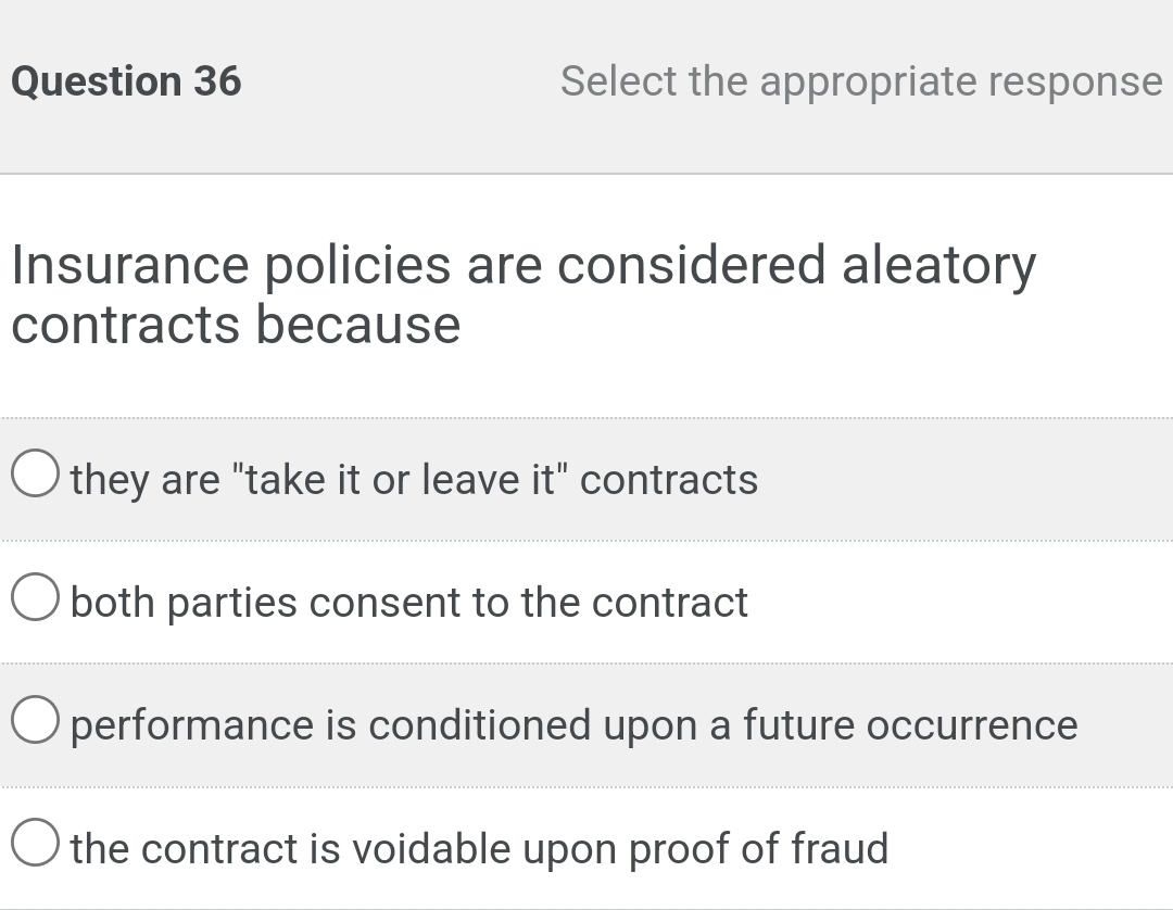 Solved Question 36Select the appropriate responseInsurance | Chegg.com Solved Question 36Select the appropriate responseInsurance | Chegg.com