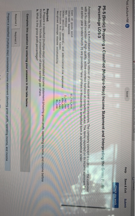 Solved M Connect Post Lecture HW Saved Help Save & Exit | Chegg.com