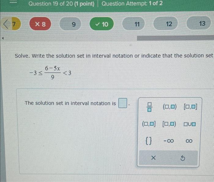 Solved Solve. Write the solution set in interval notation or | Chegg.com
