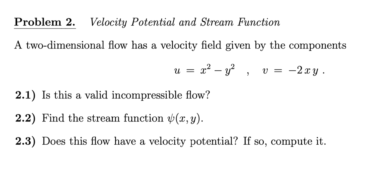 Solved Problem 2. ﻿Velocity Potential and Stream FunctionA | Chegg.com