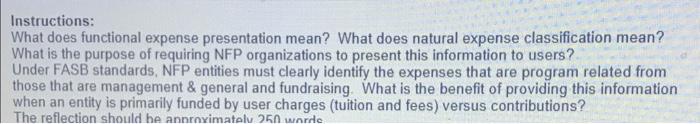 Instructions: What does functional expense | Chegg.com