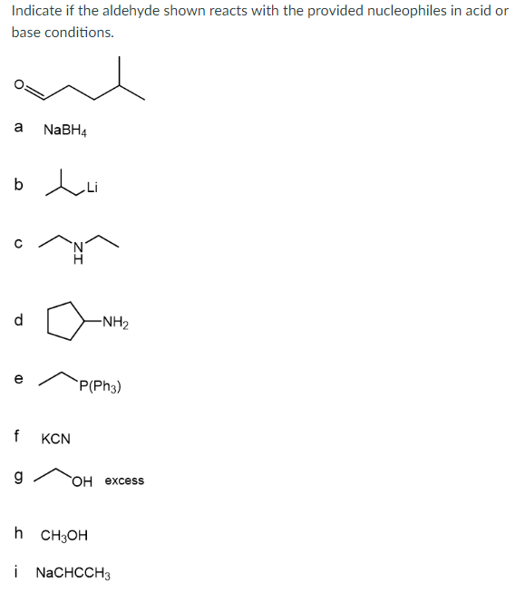 Solved Indicate if the aldehyde shown reacts with the | Chegg.com