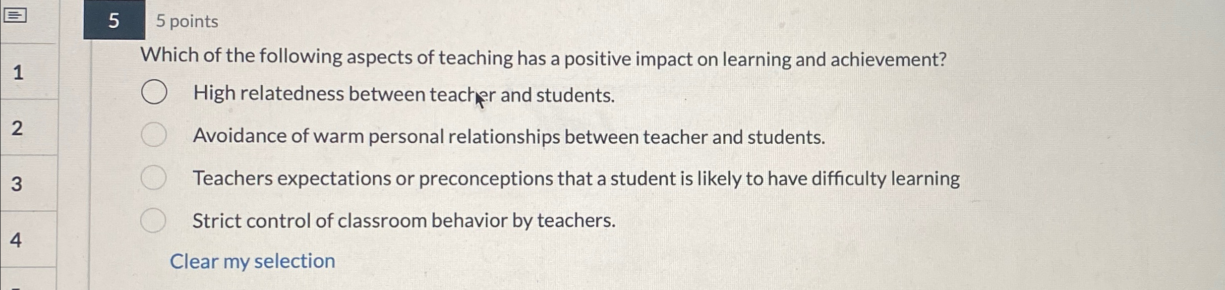 Solved 55 ﻿pointsWhich of the following aspects of teaching | Chegg.com