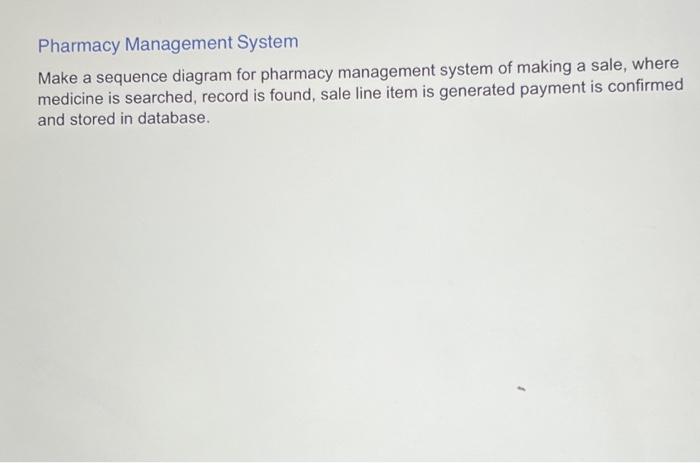 Solved Pharmacy Management System Make a sequence diagram | Chegg.com