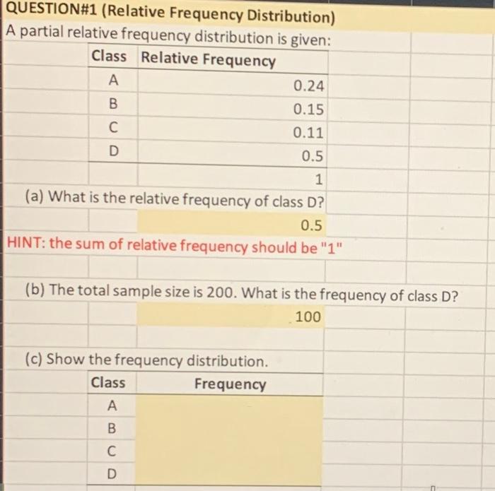 Solved QUESTION\#1 (Relative Frequency Distribution) A | Chegg.com