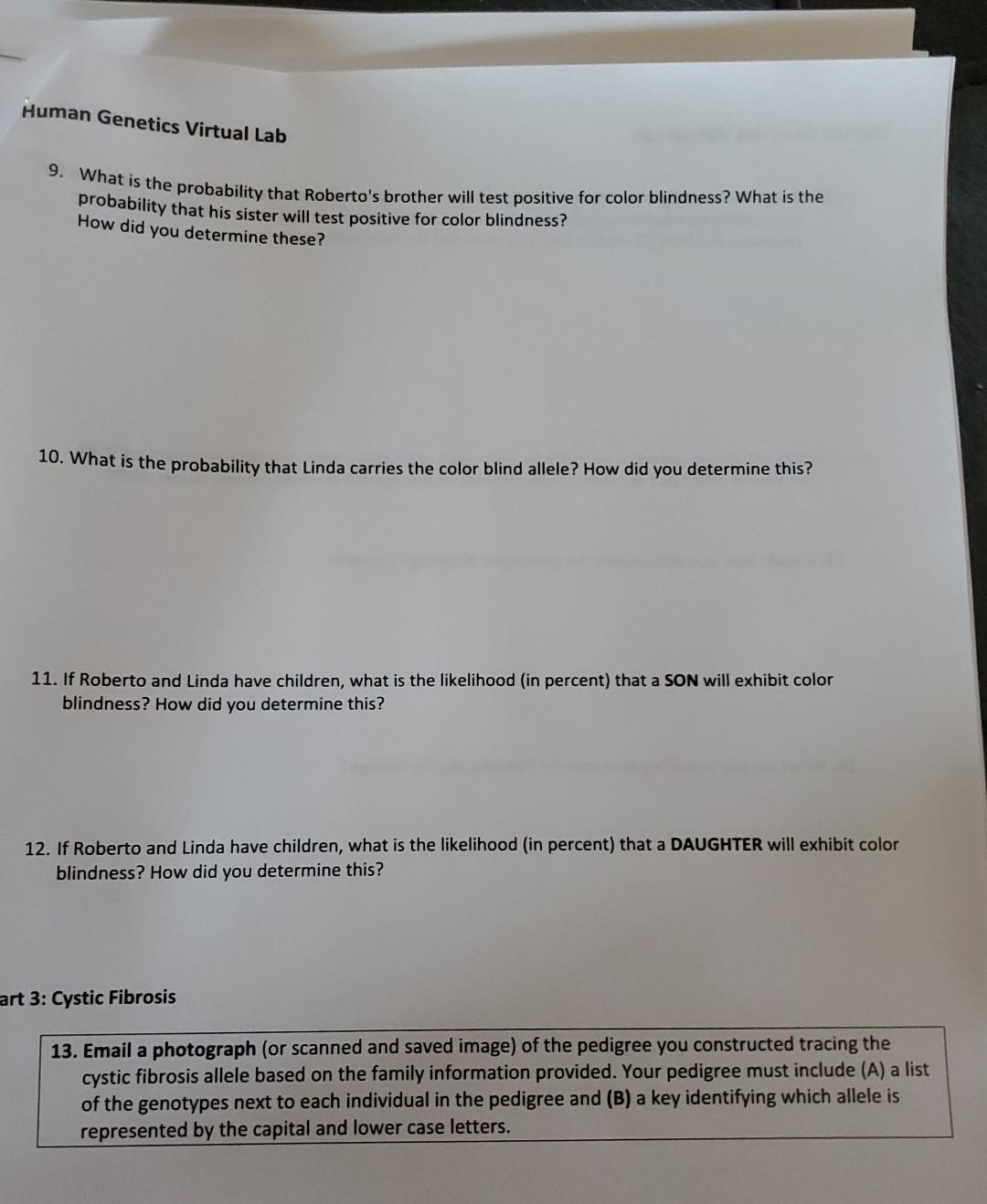 Human Genetics Virtual Lab Answer the questions and | Chegg.com