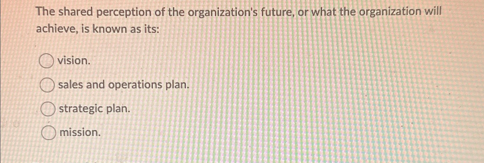 Solved The shared perception of the organization's future, | Chegg.com