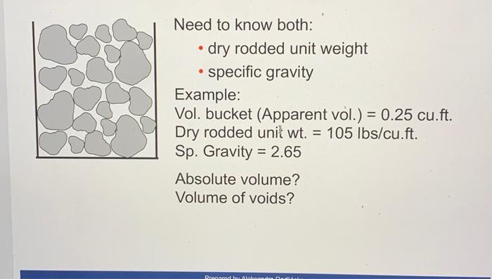 Solved Need to know both: - dry rodded unit weight - | Chegg.com