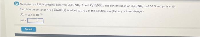Solved bAn aqueous solution contains dissolved C6H5NH3Cl and | Chegg.com