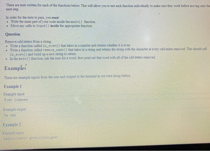 Solved There are tests written for each of the functions | Chegg.com