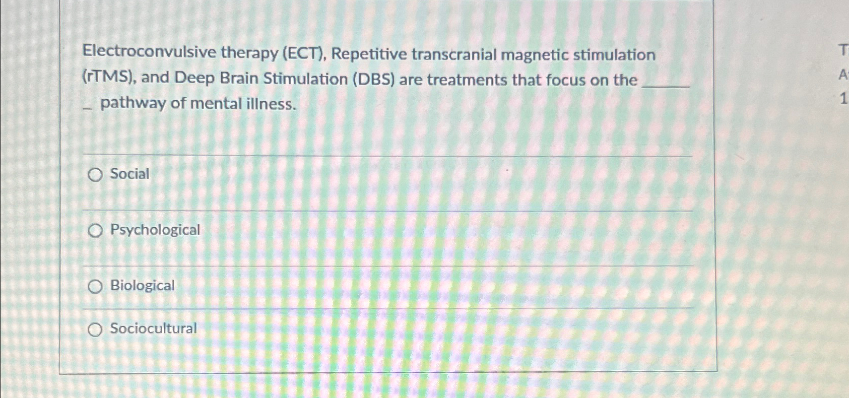 Solved Electroconvulsive therapy (ECT), ﻿Repetitive | Chegg.com