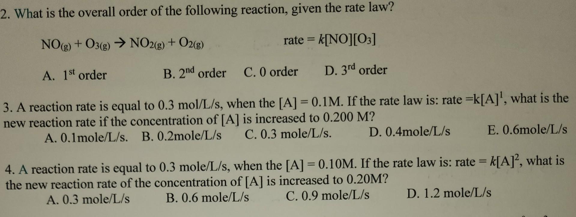 Solved 2. What is the overall order of the following | Chegg.com
