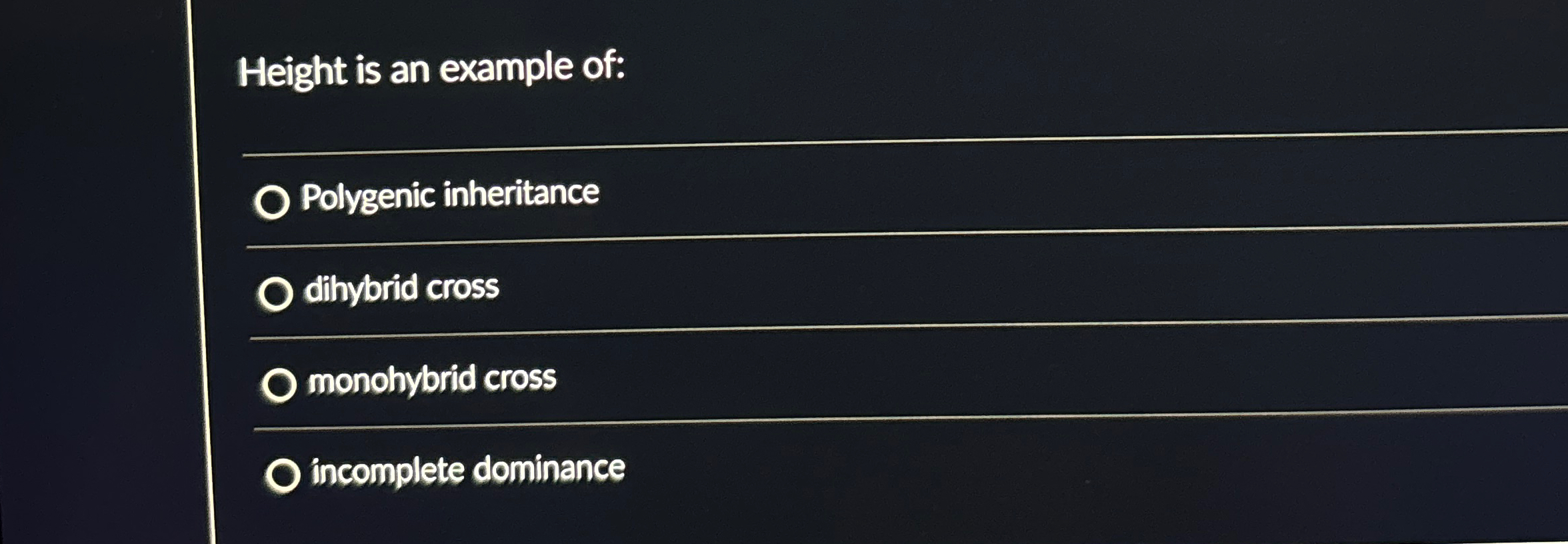 Solved Height is an example of:Polygenic | Chegg.com