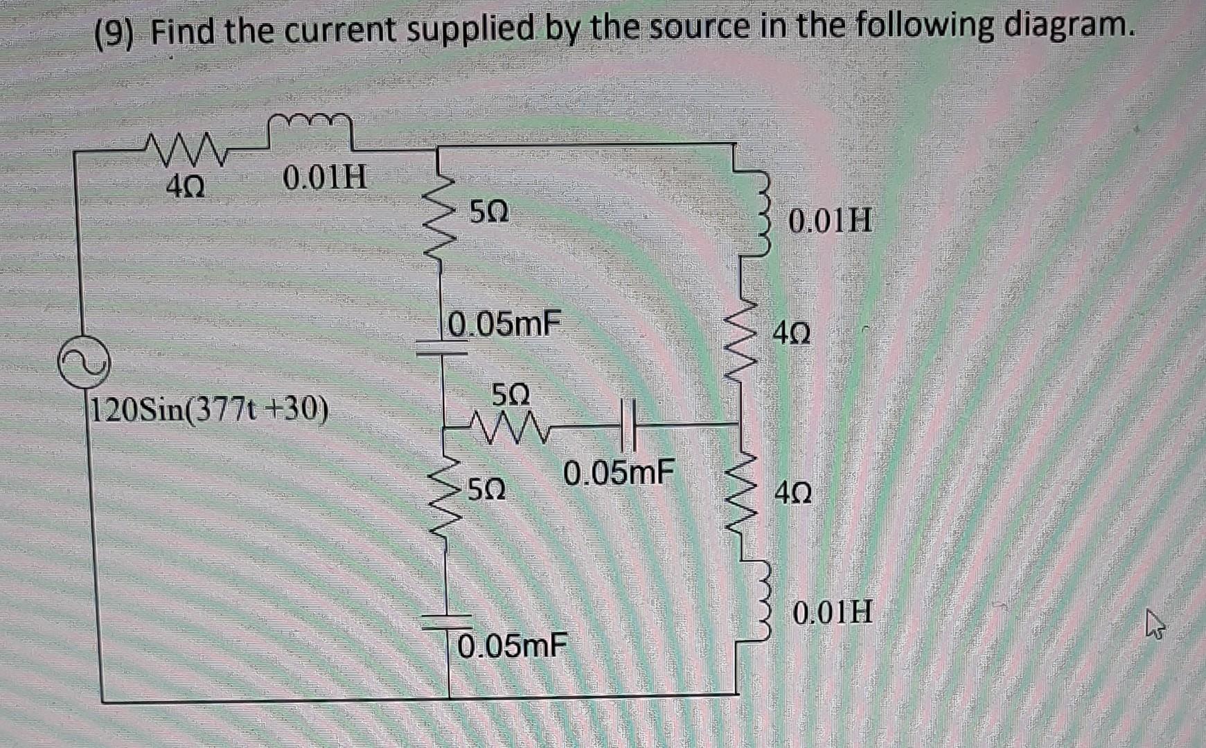 Solved (9) Find the current supplied by the source in the | Chegg.com